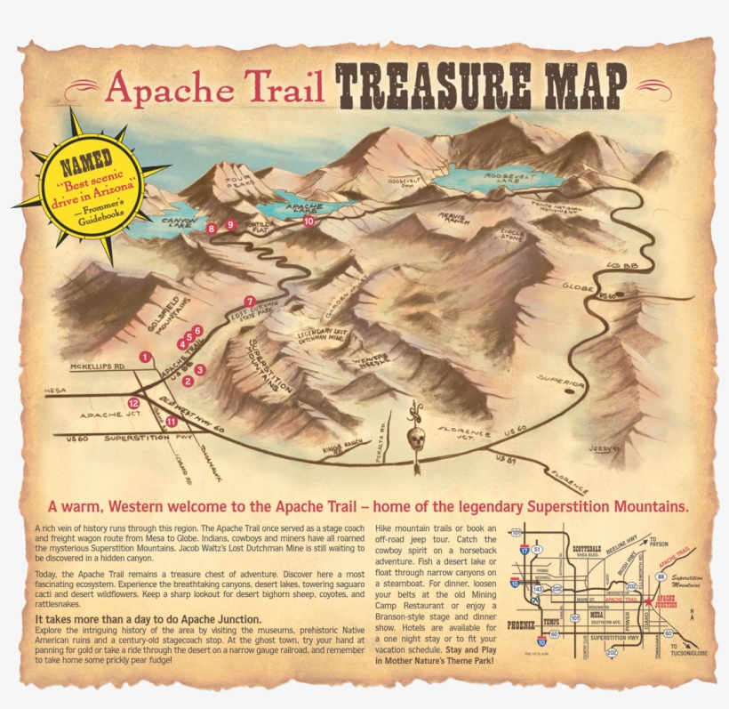Apache Trail Treasure Map - Apache Trail Arizona Map - 1125x1013 PNG ...