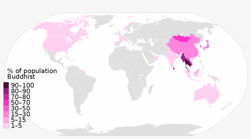 Buddhism Map Of The World - 1200x616 PNG Download - PNGkit