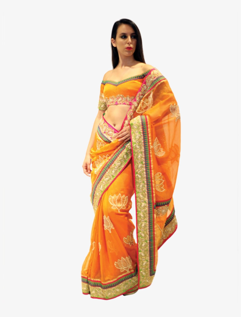 Download Transparent Yellow-saree - Saree Photos Png - PNGkit