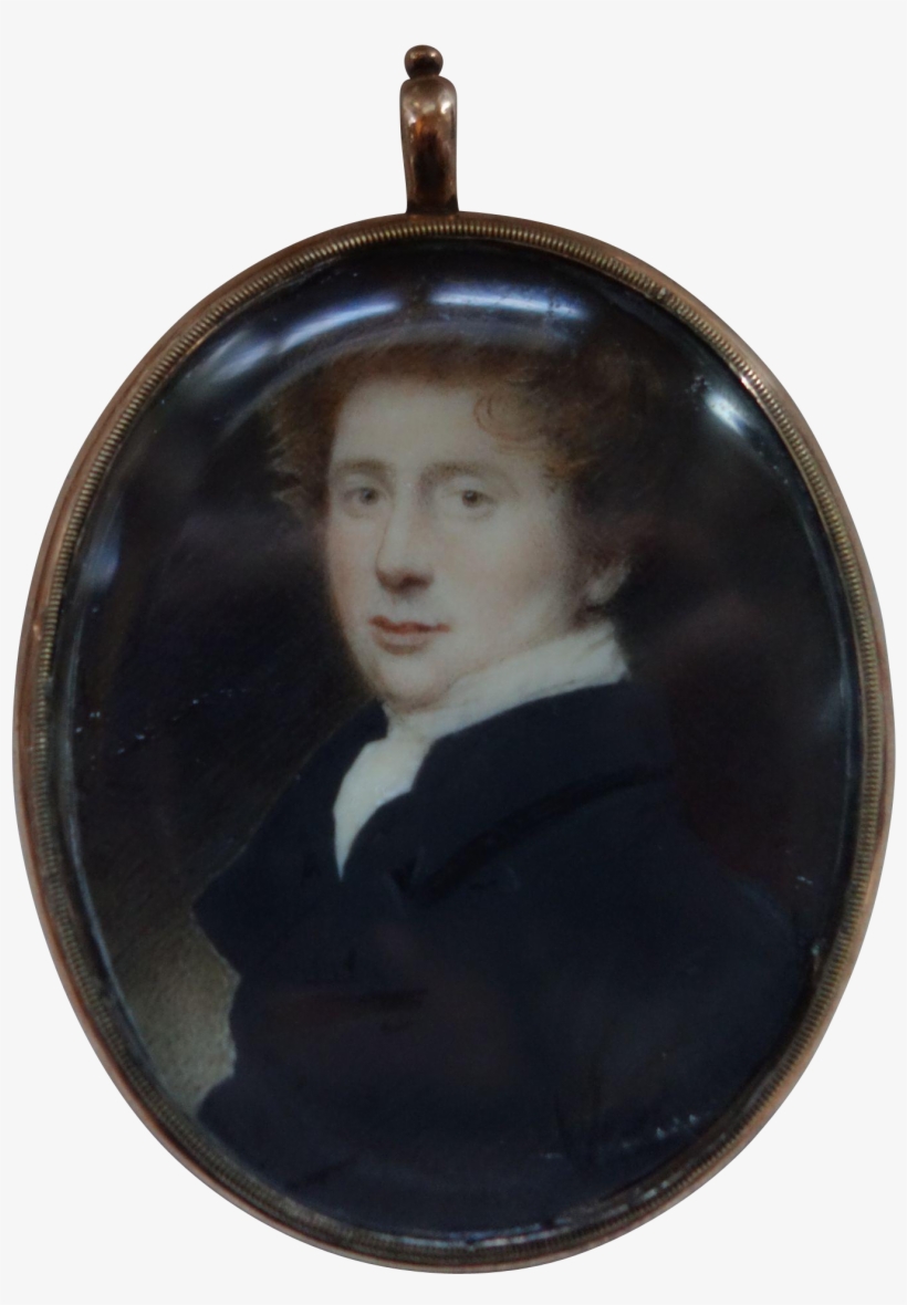 19th Century Miniature Watercolor Portrait Of A Young - Locket ...