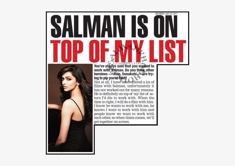 Download Transparent "salman Khan Is On The Top Of My List Of Actors I ...