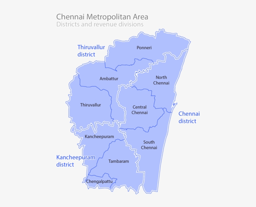 Chennai Metropolitan Area - Political Map Of Chennai - 500x619 PNG ...