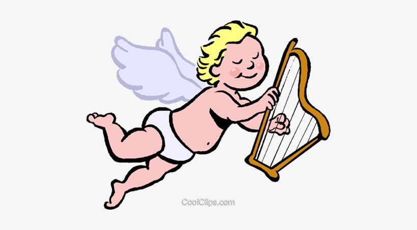 Cupid Playing A Harp Royalty Free Vector Clip Art Illustration - Angels With Harp Cartoon ...