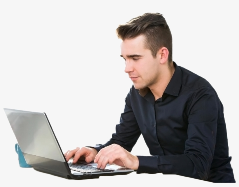 Download Transparent Man Picture In Work On Laptop - Working On Laptop ...