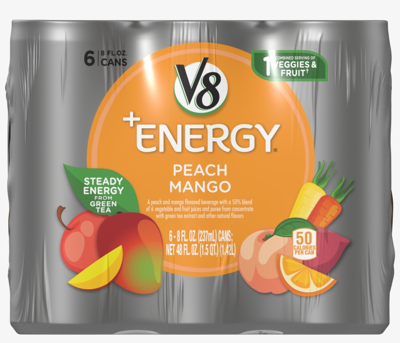 V8 Energy, Juice Drink With Green Tea, Peach Mango, - V8 Energy Peach ...