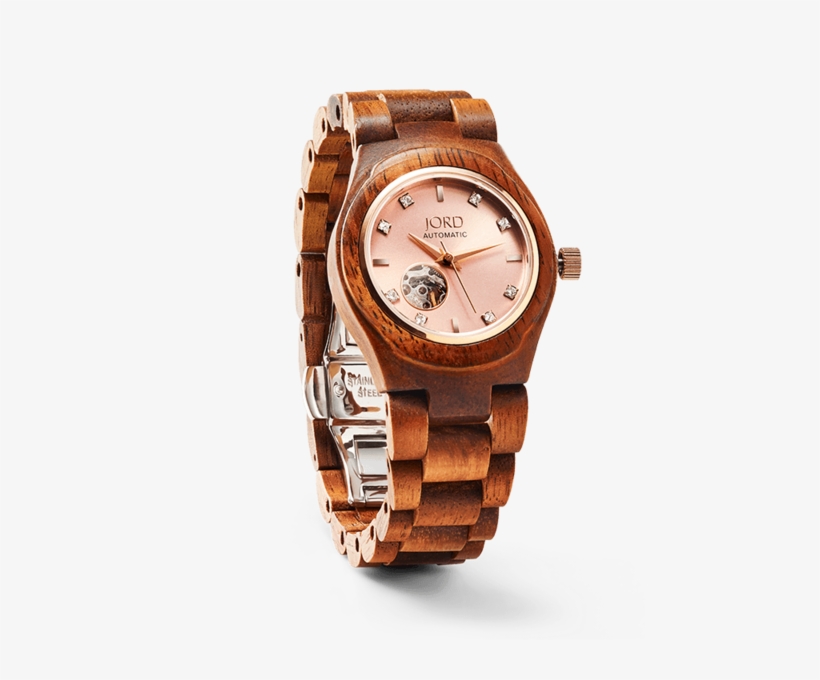 Download Transparent Koa Wood & Rose Gold Ladies Watch Automatic ...