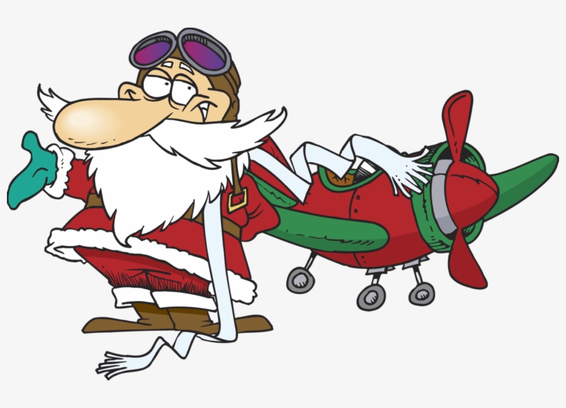 Santa Fly - Santa Claus Is Coming By Plane - 800x511 PNG Download - PNGkit