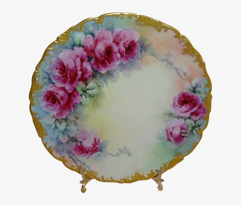Antique Limoges France Plate Hand Painted Pink Roses - Rose - 626x626 ...