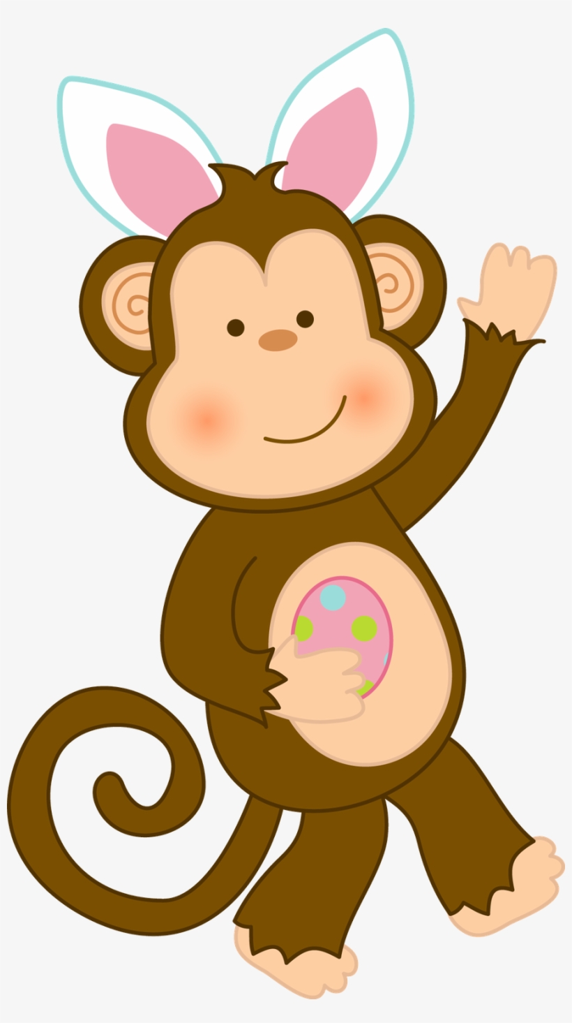 Monkeys Clipart Easter - Happy Easter Monkey Bunny - 900x1565 PNG ...