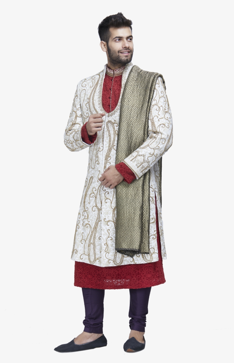 Ivory 4 Piece Sherwani Set - Indian Sherwani Image Png - 1200x1800 PNG ...