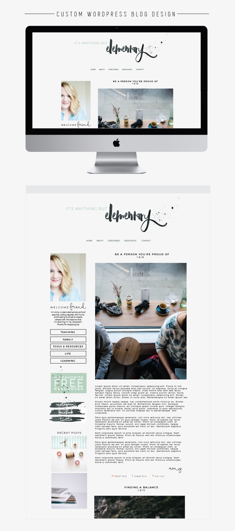 Clean Blog Design & Layout, Education Blog, Watercolors, - Imac 27 ...