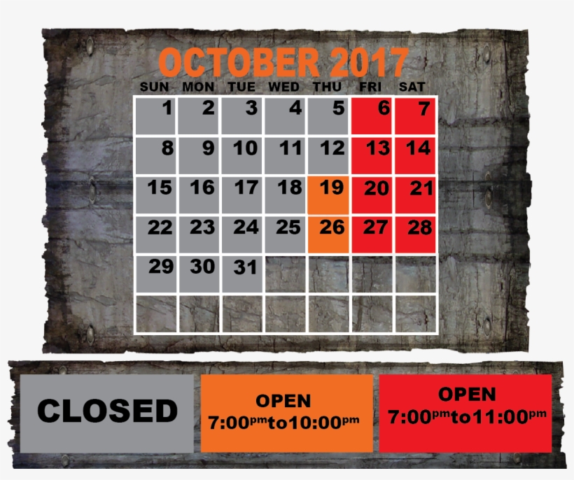 Calendar - Haunted Attraction - 1215x991 PNG Download - PNGkit