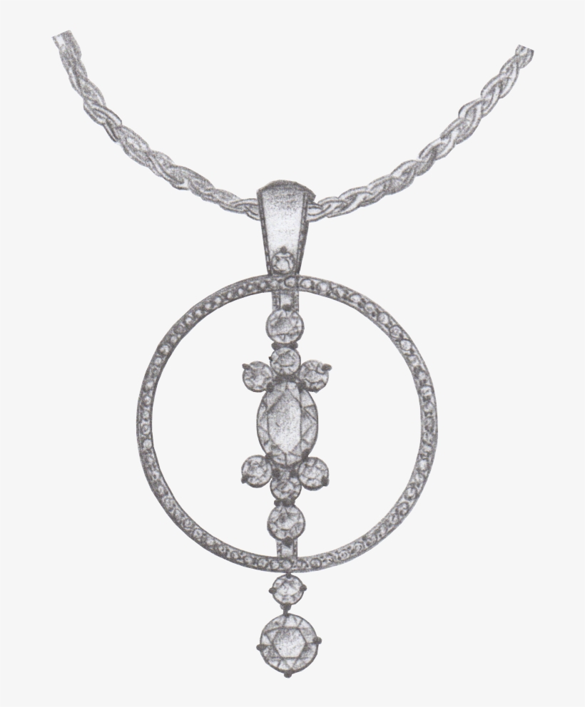 Hand Sketch Of A Custom Design Diamond And White Gold - Locket ...