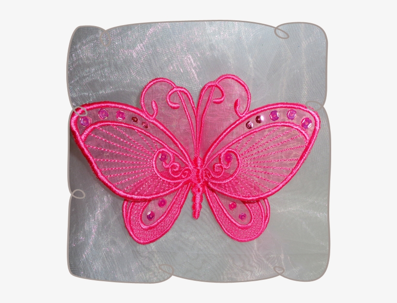 Organza Lace Butterfly - Machine Embroidered Butterflies - 580x580 PNG ...