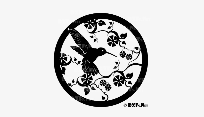 Hummingbird With Flowers Design For Cnc Cutting - Dxf Files Free ...