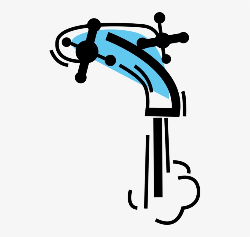 Vector Illustration Of Running Water With Tap Sink - 495x700 PNG ...