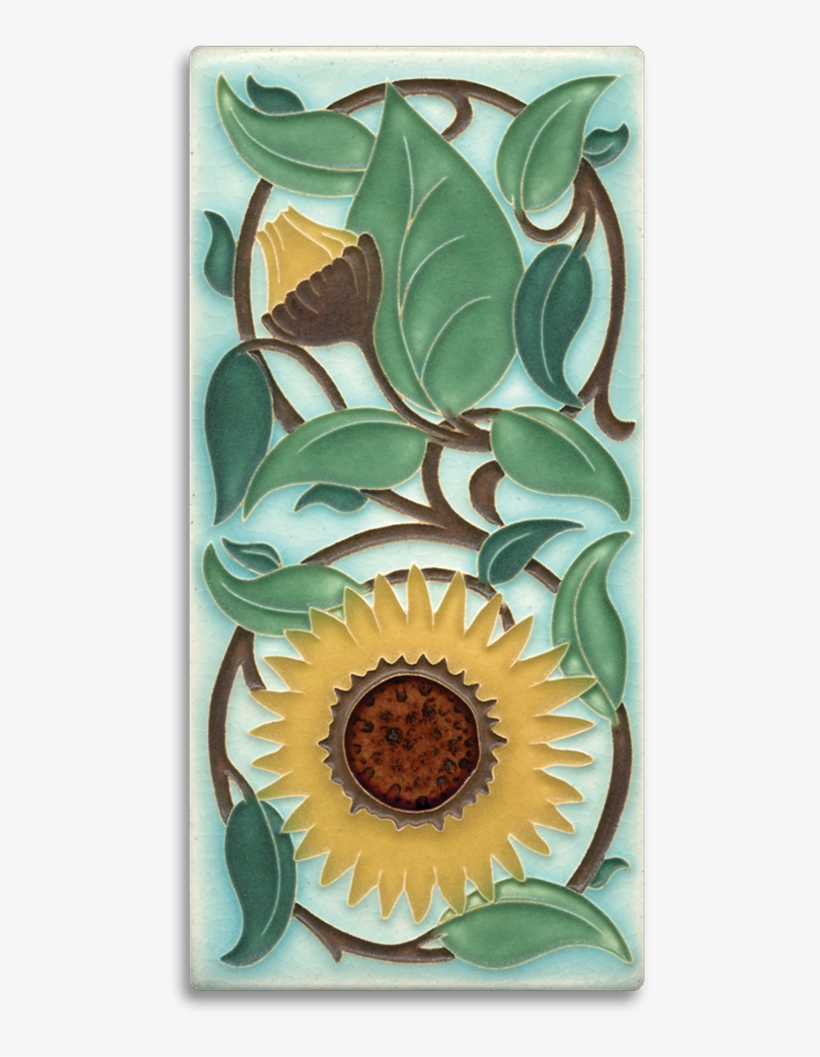 Motawi Sunflower In Light Blue - Arts And Crafts Tiles 2018 Wall ...