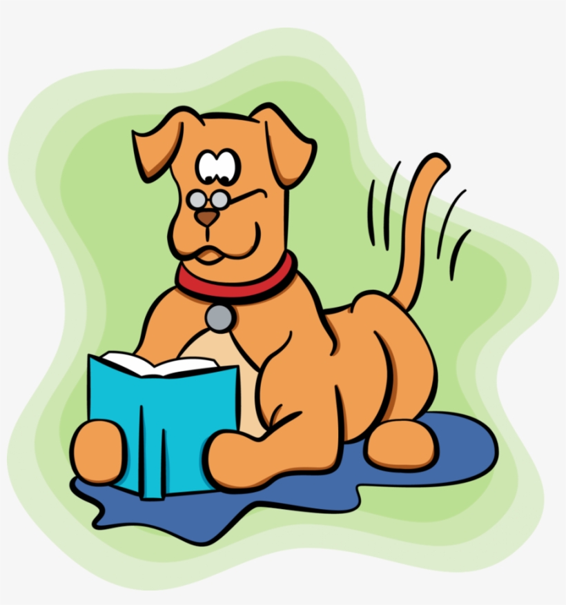 Dog Reading A Book Clipart