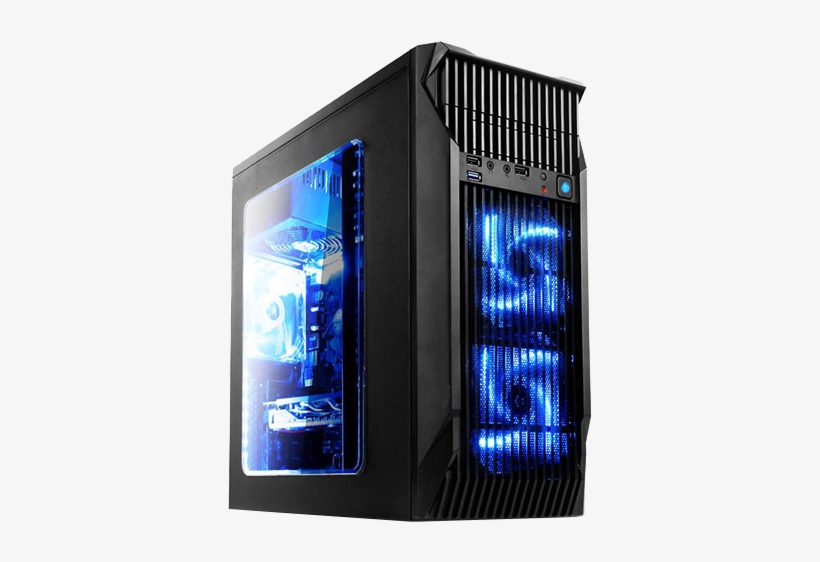 Gamemax Atom Gaming Pc Case With 2 X 15 Led 12cm Fans - 394x500 PNG ...