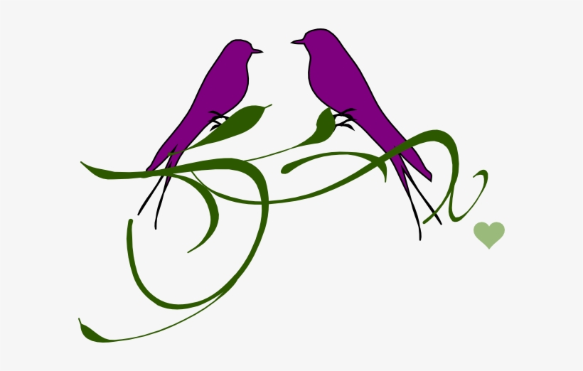 Love Birds In Purple Digital Clip Art - Love Birds Clipart Png ...