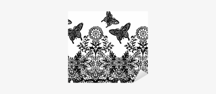 Butterfly With Flower Border Lrepeated Ace Design Sticker Birthday butterfly-with-flower-border-lrepeated-ace-design-sticker-birthday