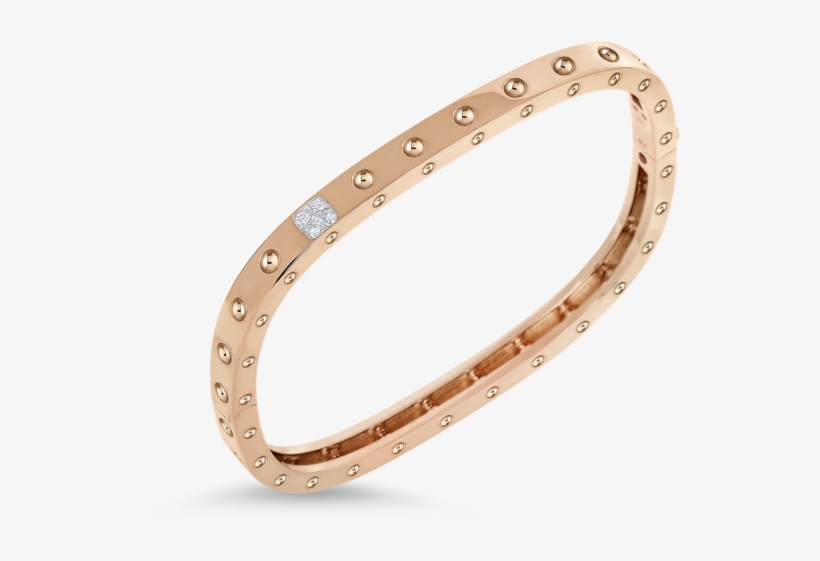 1 Row Square Bangle With Diamonds - 18k Rose Gold & Diamond 1 Row ...