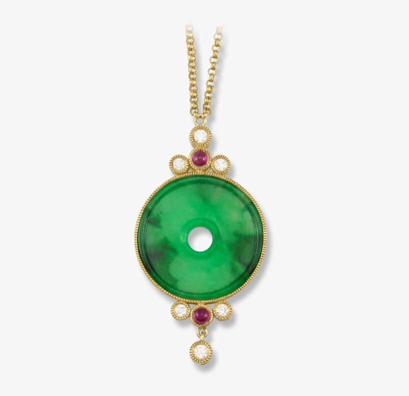 Green Jade Disc & Ruby Necklace From The Mason-kay - Necklace - 800x800 ...