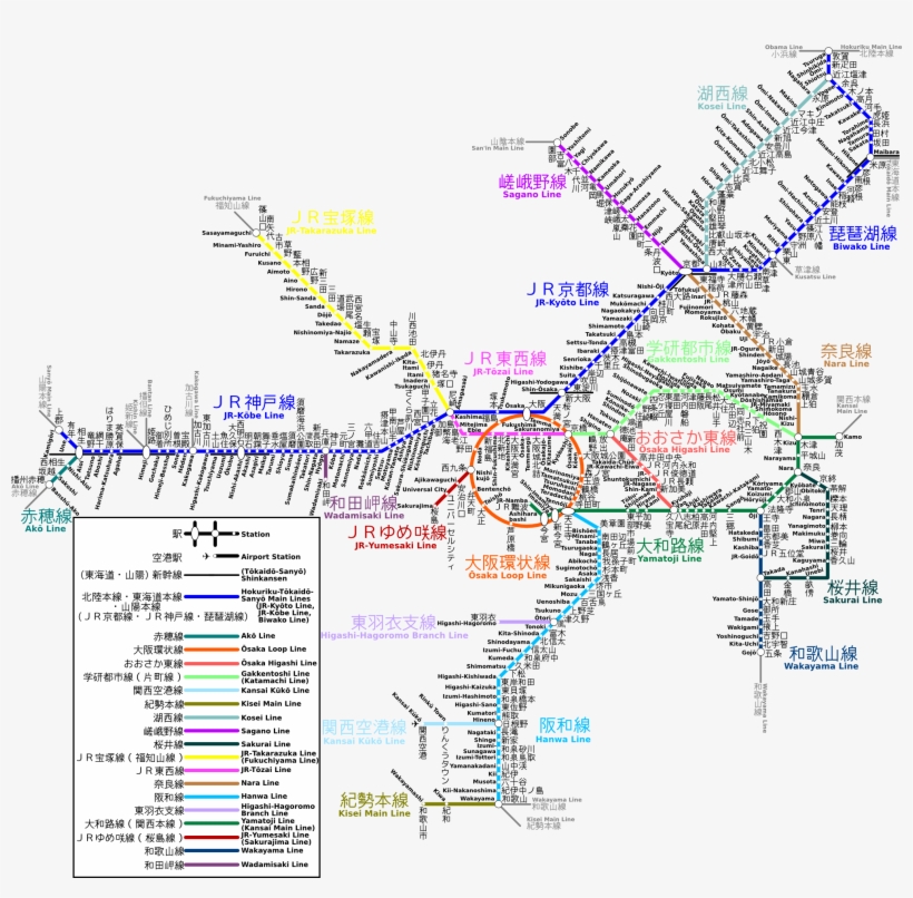 Jr West Urban Network - West Japan Railway Map - 2021x1890 PNG Download ...