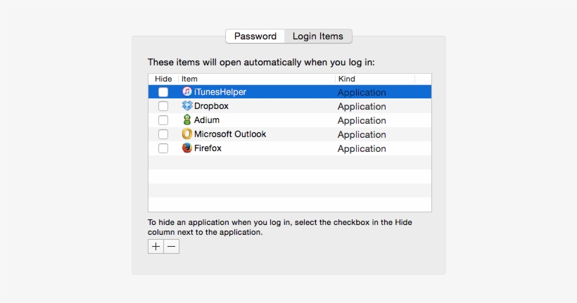 Login Items Window In Mac Os - Change-of-shift Report - 477x403 PNG ...