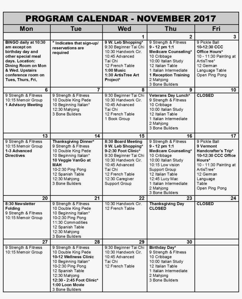 Program Calendar November 2017 - Calendar - 1213x1442 PNG Download - PNGkit