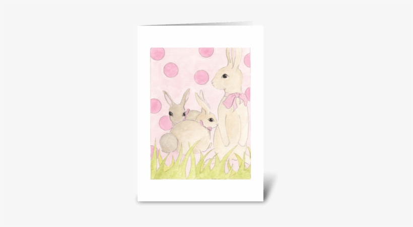 Polka Dot Bunnies 2 Greeting Card - Easter - 350x396 PNG Download - PNGkit