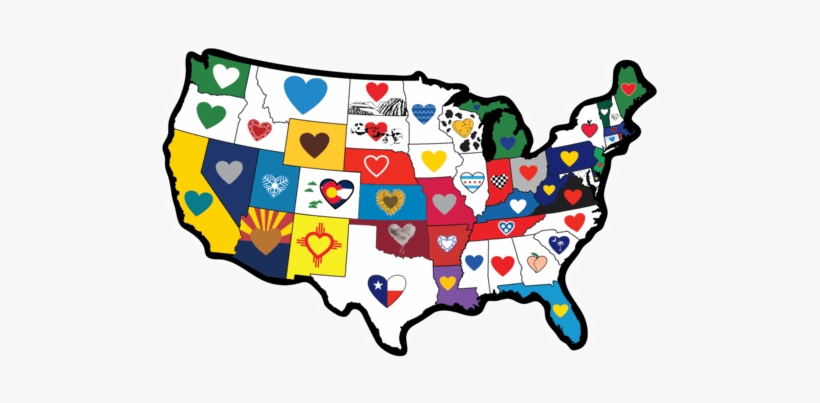 Download Transparent All Usa Map Heart In States Sticker - Apron - PNGkit