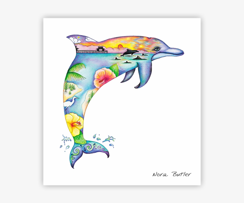 Dolphin Dream Ii By Nora Butler - Coastal Daydream Dolphin Shell Paper ...