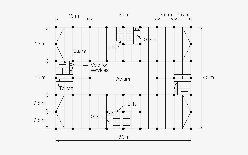 Typical Columns Layout In An Office Building With An - Building ...