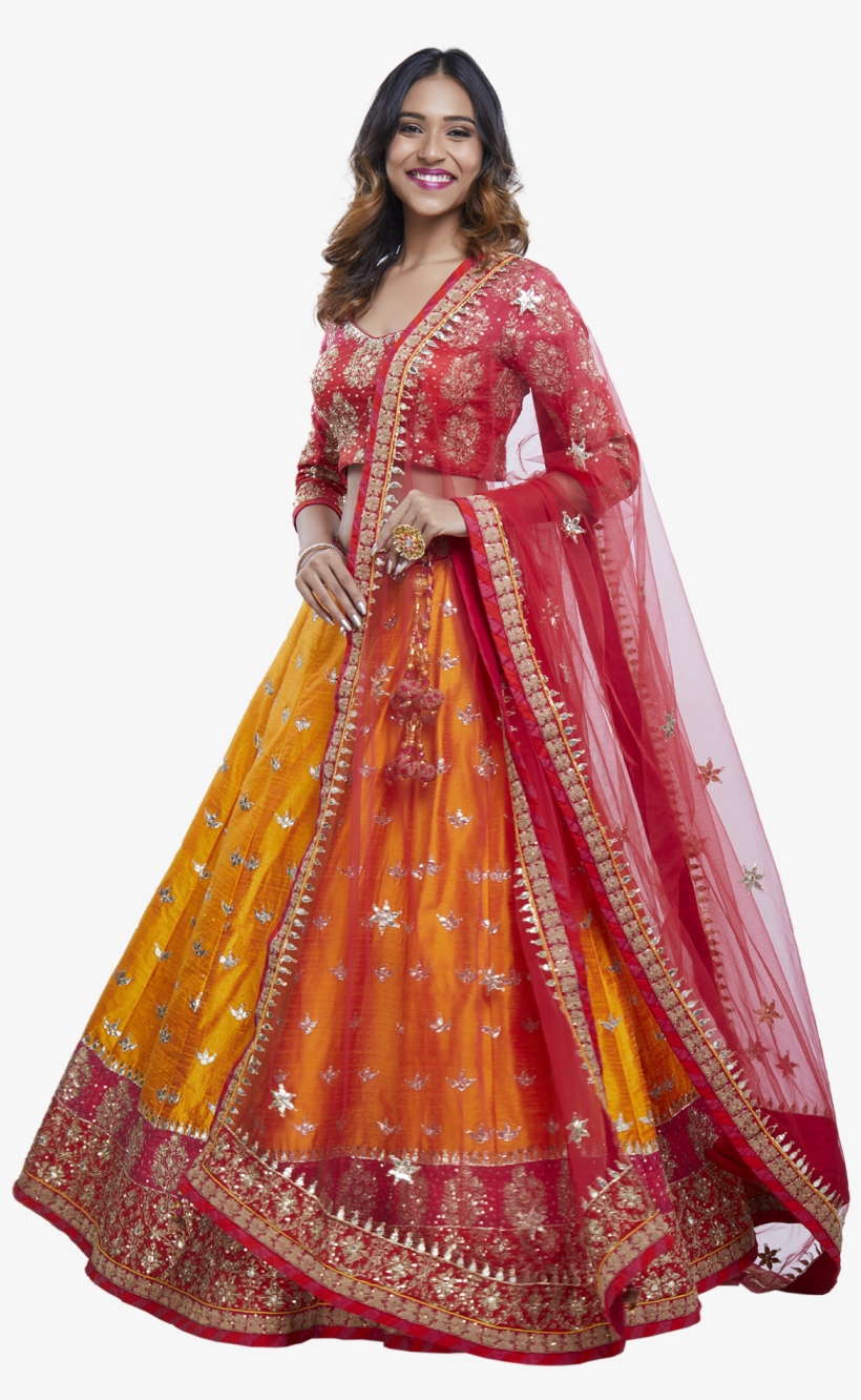 Pink And Saffron Lehenga Set By Vasansi - Photo Shoot - 1200x1800 PNG ...