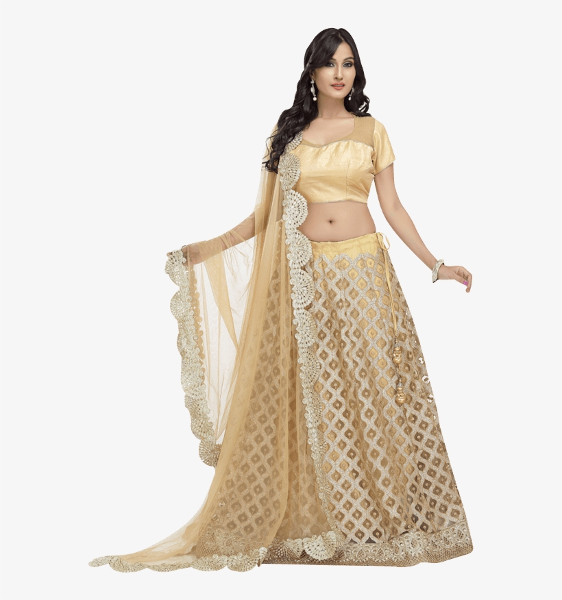 Gold Ghagra Choli - 563x796 PNG Download - PNGkit