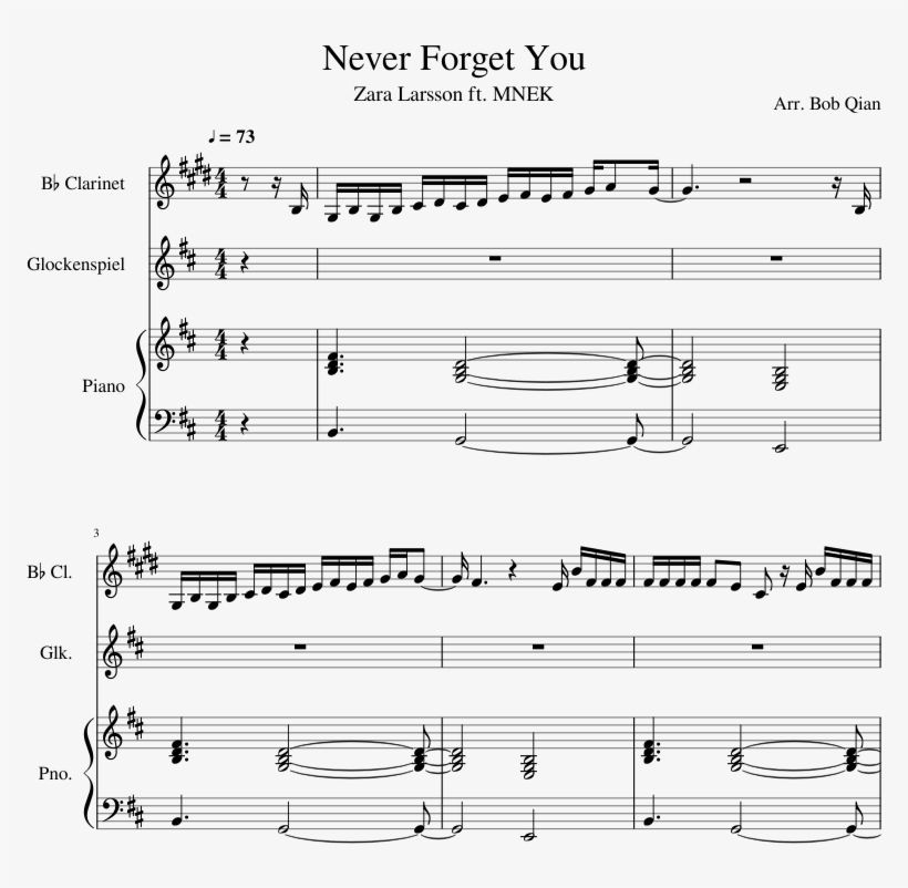Download Transparent Never Forget You Sheet Music Composed By Arr ...