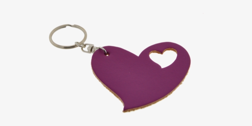 Double Heart Leather Keychain Lkdh14-purple/natural - Keychain ...