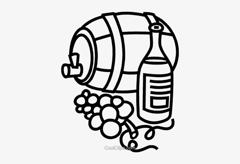 Wine Barrel With Grapes And Wine Royalty Free Vector - Weinfass Clipart ...