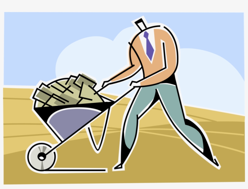 Vector Illustration Of Businessman Pushes Good Fortune - Cartoon ...