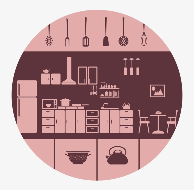Kitchen Icons Round Placemat - Icon Kitchen Pink Png - 800x800 PNG ...