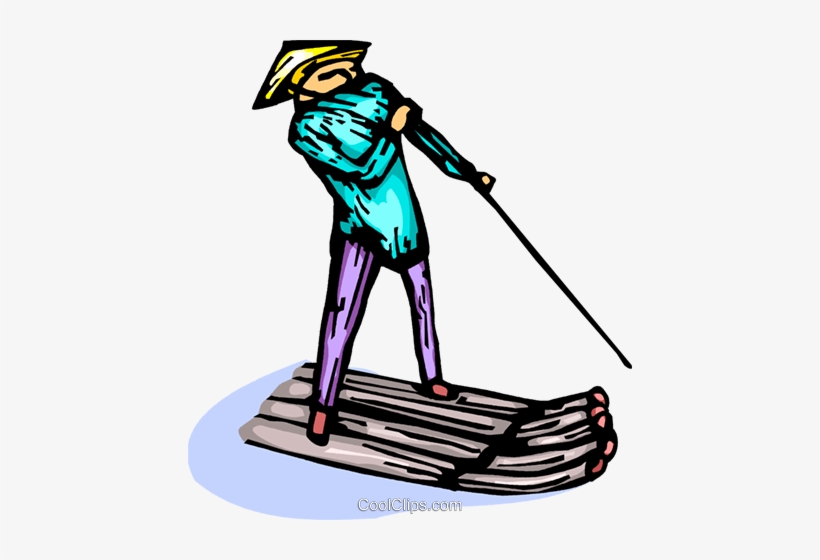Asian Man On A River Raft With A Pole Royalty Free - Raft - 444x480 PNG ...