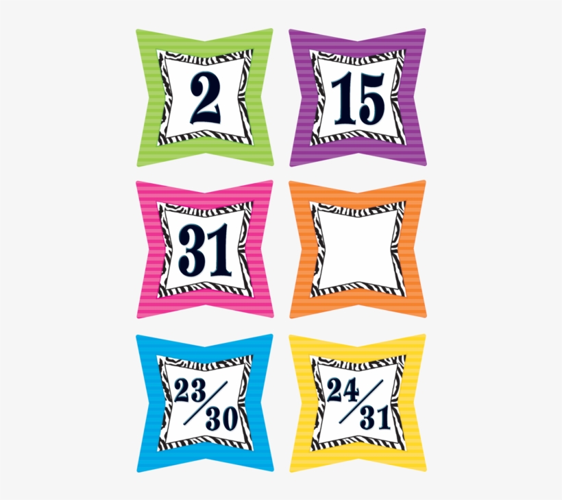 Colorful Zebra Stripes Calendar Days - Teacher Created Resources 5213 ...