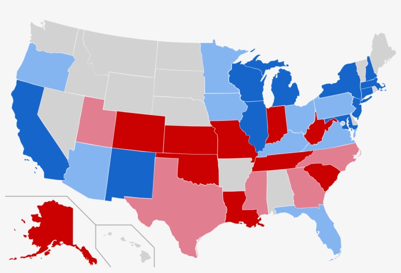 Open - Republican Vs Democrat States 2018 - 2000x1237 PNG Download - PNGkit