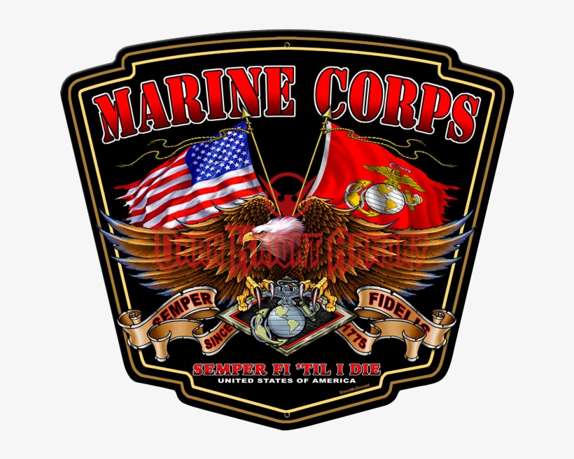 Marine Corps Flying Flags Sign - Past Time Signs Sm300 Marice Corps ...