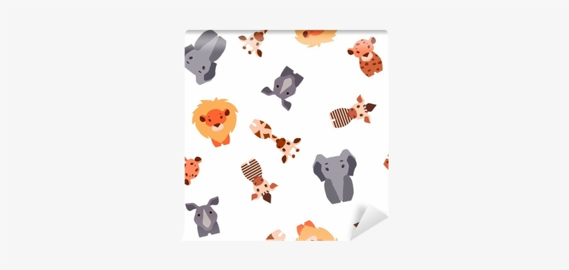 Vector Seamless Pattern With Safari Animals Wall Mural - Animal ...