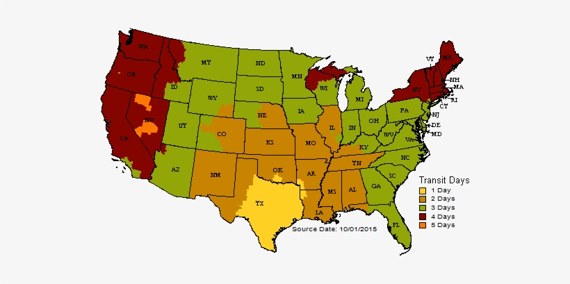 Download Transparent Ups Ground Delivery Map - Ups Shipping Map From Tx ...