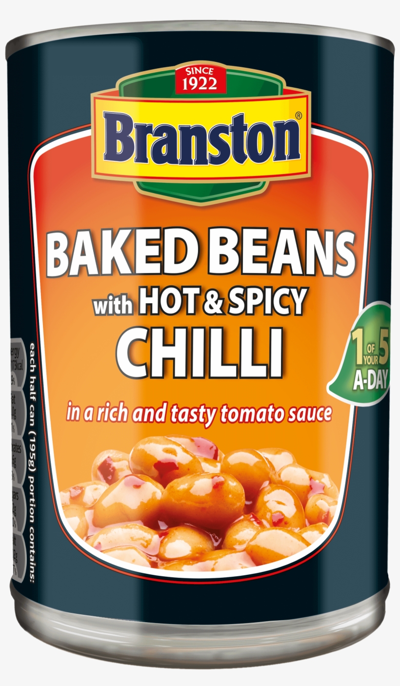 Branston Baked Beans With Hot And Spicy Chilli 390g - 3512x4068 PNG ...