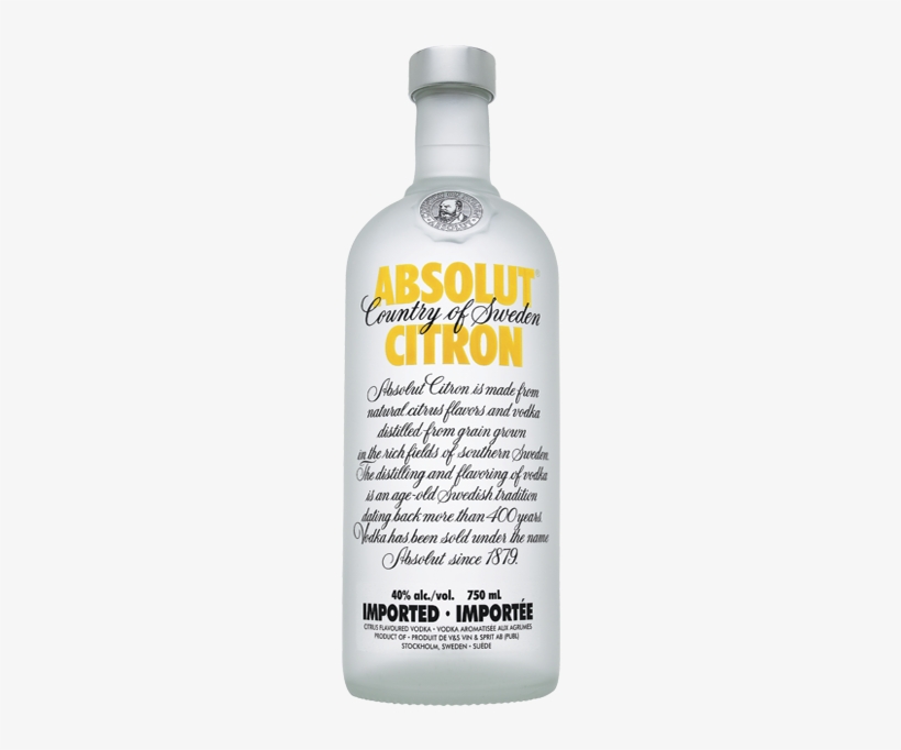 Absolut Citron - Absolut Citron 750 Ml - 250x601 PNG Download - PNGkit
