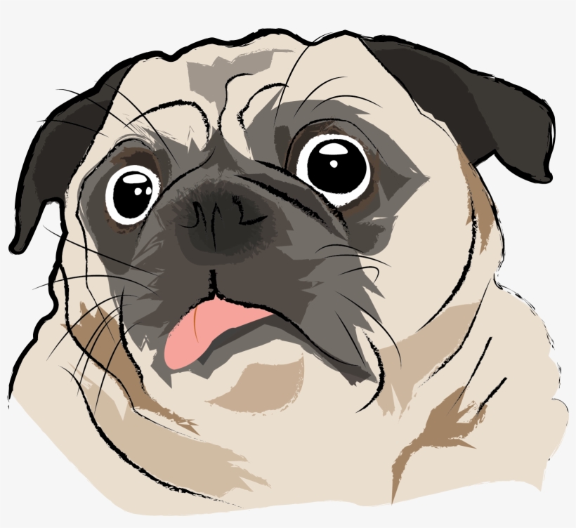 Pug - Pug Dog Cartoon Png - 1598x1389 PNG Download - PNGkit